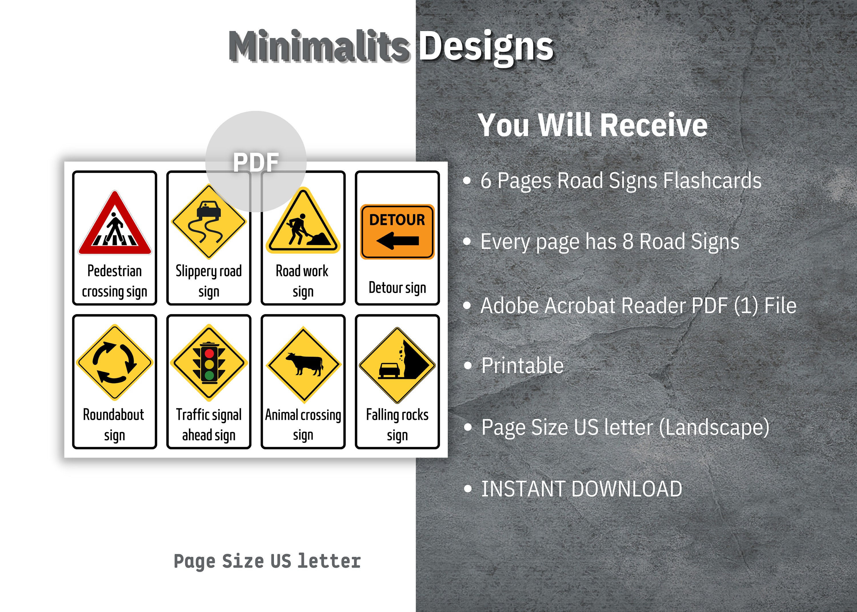 Road Signs Flashcards, Preschool Flashcards, Printable Montessori Cards ...