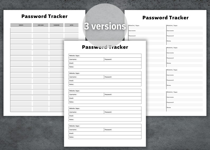 Password Tracker, Password Log, Printable Password Tracker, Password ...