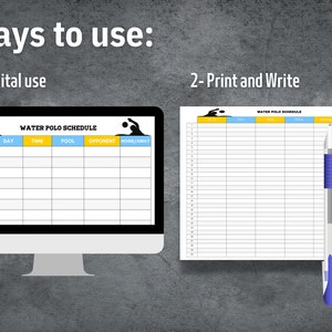 Water Polo Schedule Template, Printable Water Polo Schedule, Editable ...