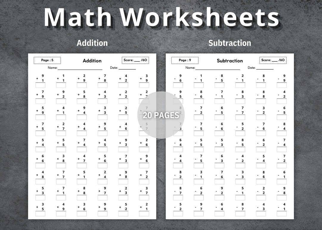Math Worksheets, Addition and Subtraction, Printable Math, First Grade ...