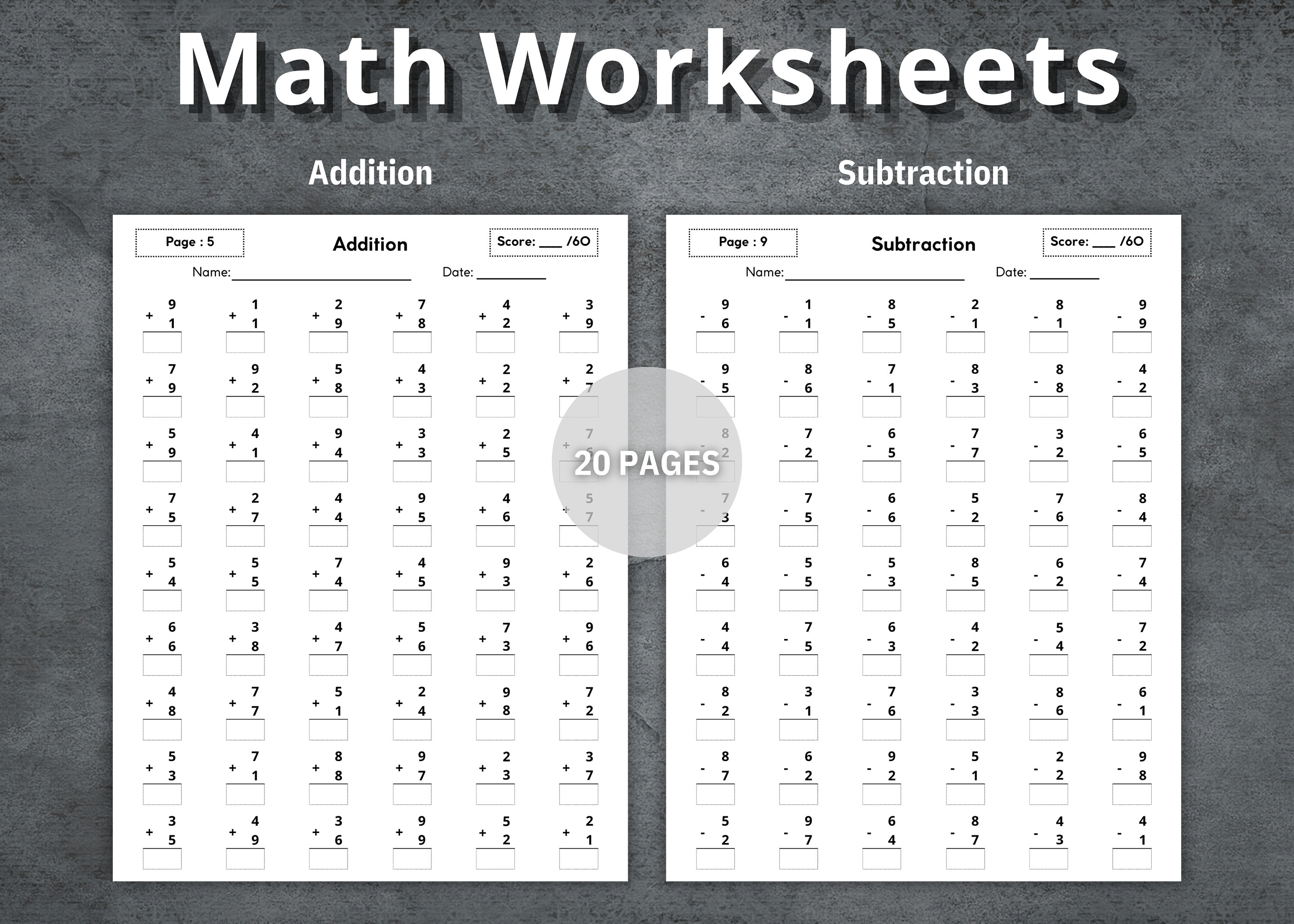 Free Printable Math Worksheets Addition And Subtraction Mixed Addition