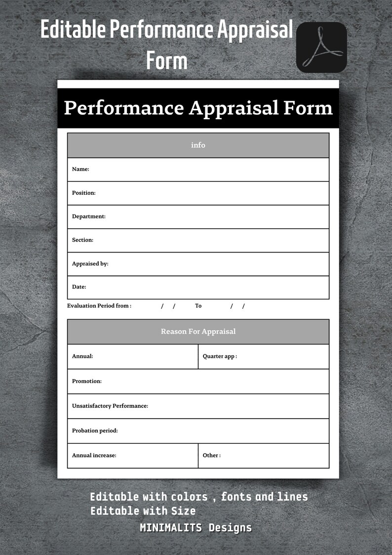 Performance Appraisal Form Performance Appraisal Form Sheet - Etsy