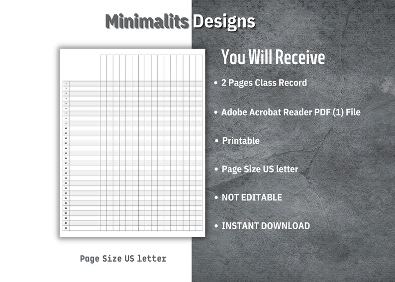 Class Record, Class Grade Book, Grade Book, Grade Tracker, Teacher ...