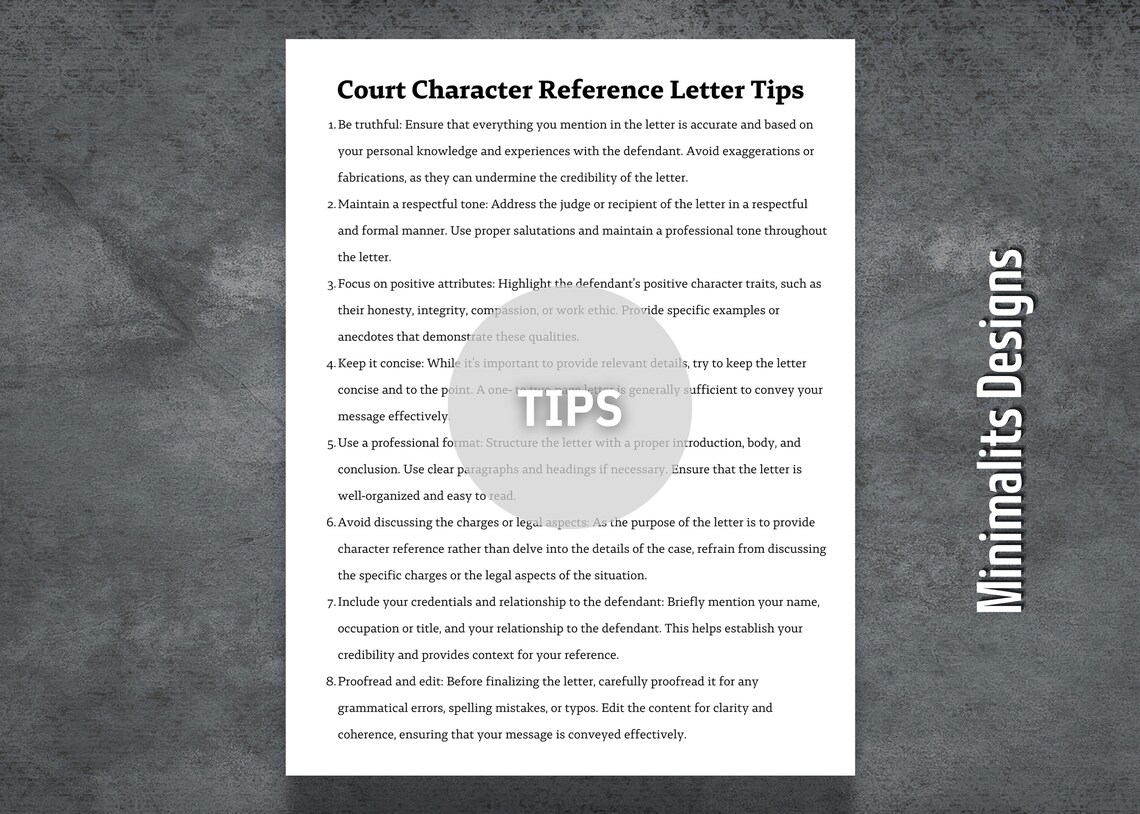 Court Character Reference Letter, Court Character Support Letter ...