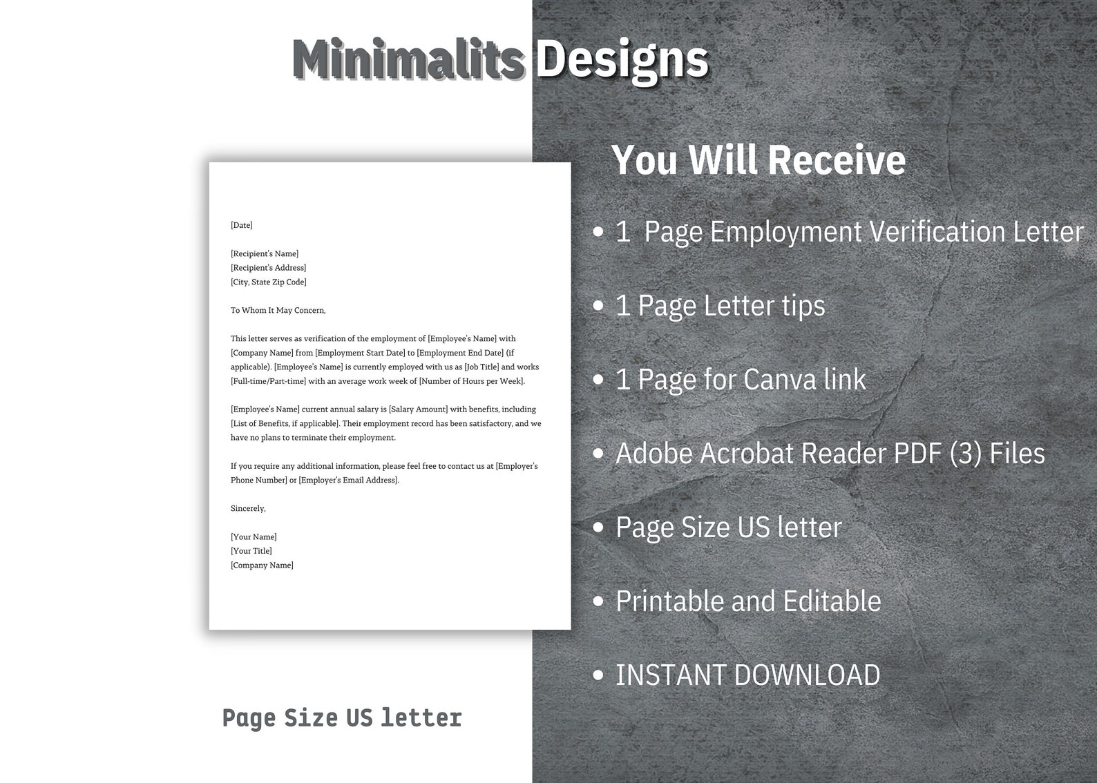 Employment Verification Letter Printable Job Verification - Etsy