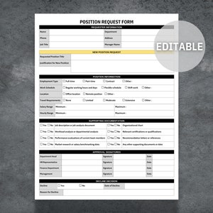 Position Request Form, Printable Job Request Form, HR Templates, Human ...