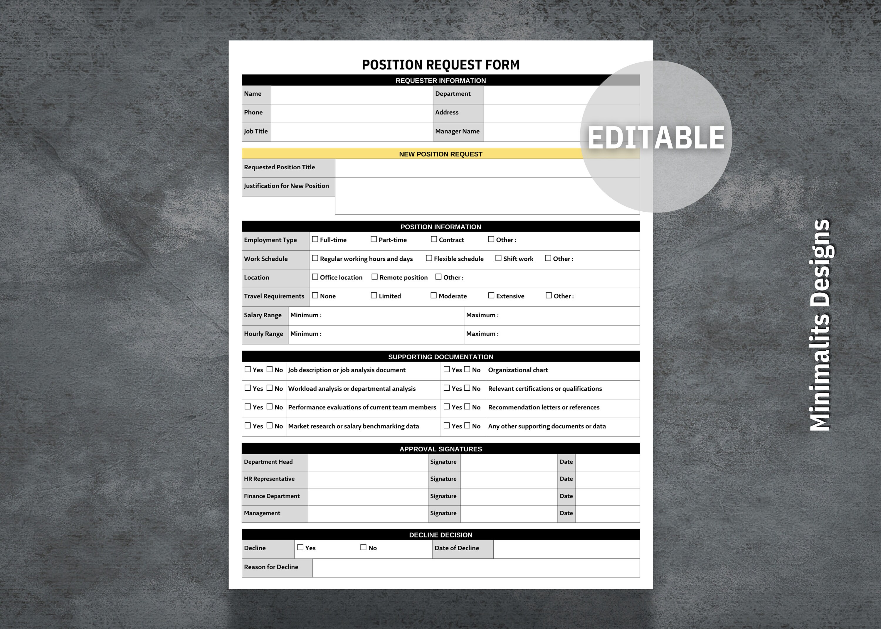 Position Request Form, Printable Job Request Form, HR Templates, Human ...