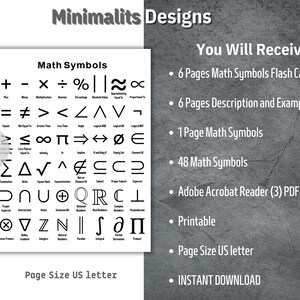 Math Symbols Flash Cards, Nomenclature Cards, Printable Math Symbols ...