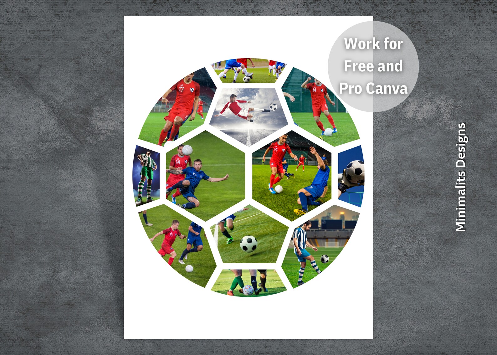 Football Photo Collage, Editable Canva Template, Soccer Canva Frame ...