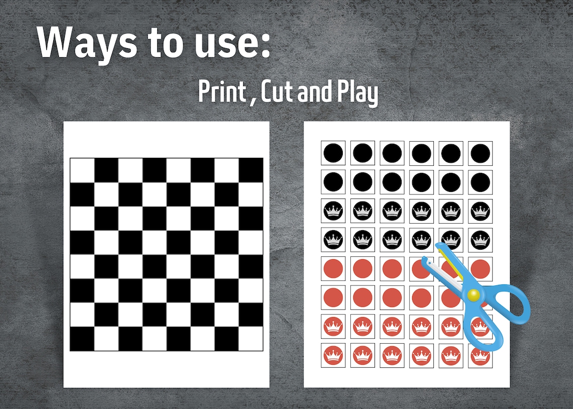 Checkers Game, Printable Checkers Game, Draught Board, Draughts Game, 8 ...