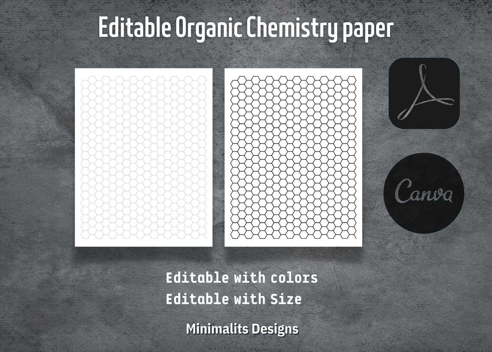 Organic Chemistry, Hexagon Grid Paper, Hexagon Paper, Hexagonal Graph ...