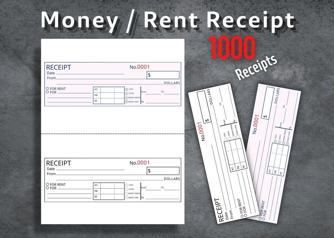 Money or Rent Receipt, Printable Receipt, Rent Receipt, Cash Receipt ...