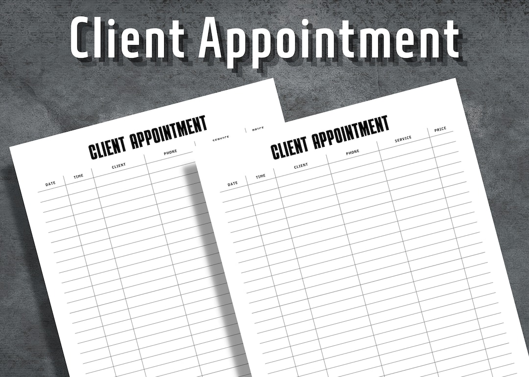 Client Appointment, Appointment Log, Appointment Tracker, Customer ...
