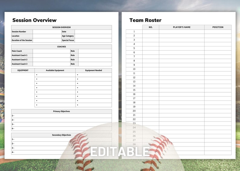 Baseball Coaching Template, Baseball Practice Plan, Baseball Game Day ...
