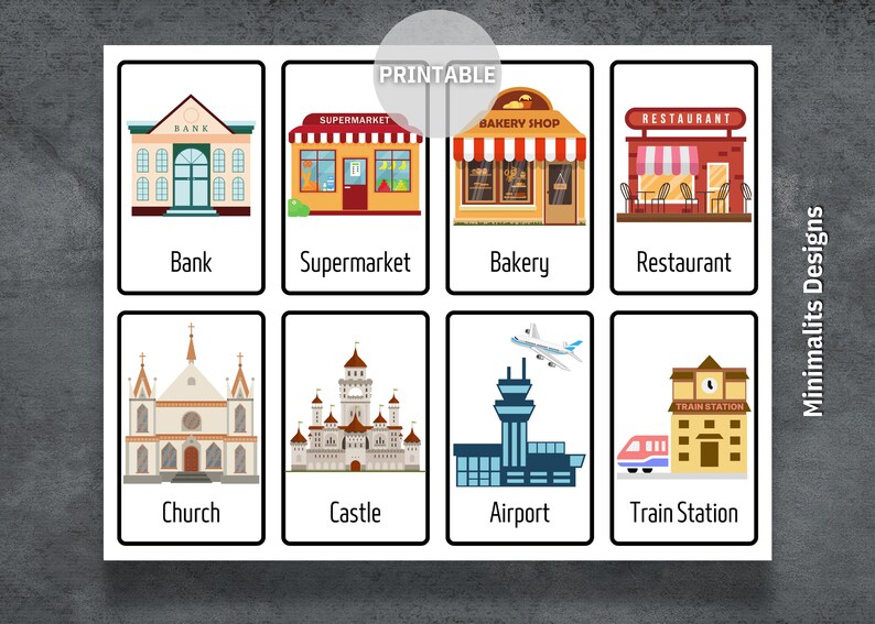 Building Flashcards, Preschool Flashcards, Printable Montessori Cards ...