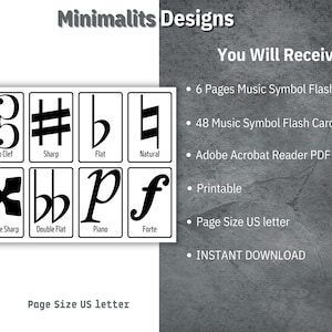 Music Symbol Flash Cards, Printable Music Notation Flash Cards, Musical ...