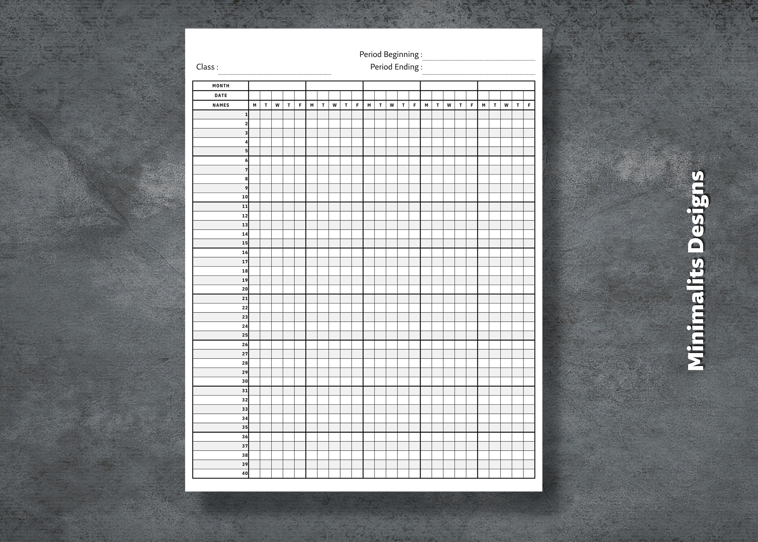 Class Attendance, Class Record, Attendance Log, Grade Book, Classroom ...