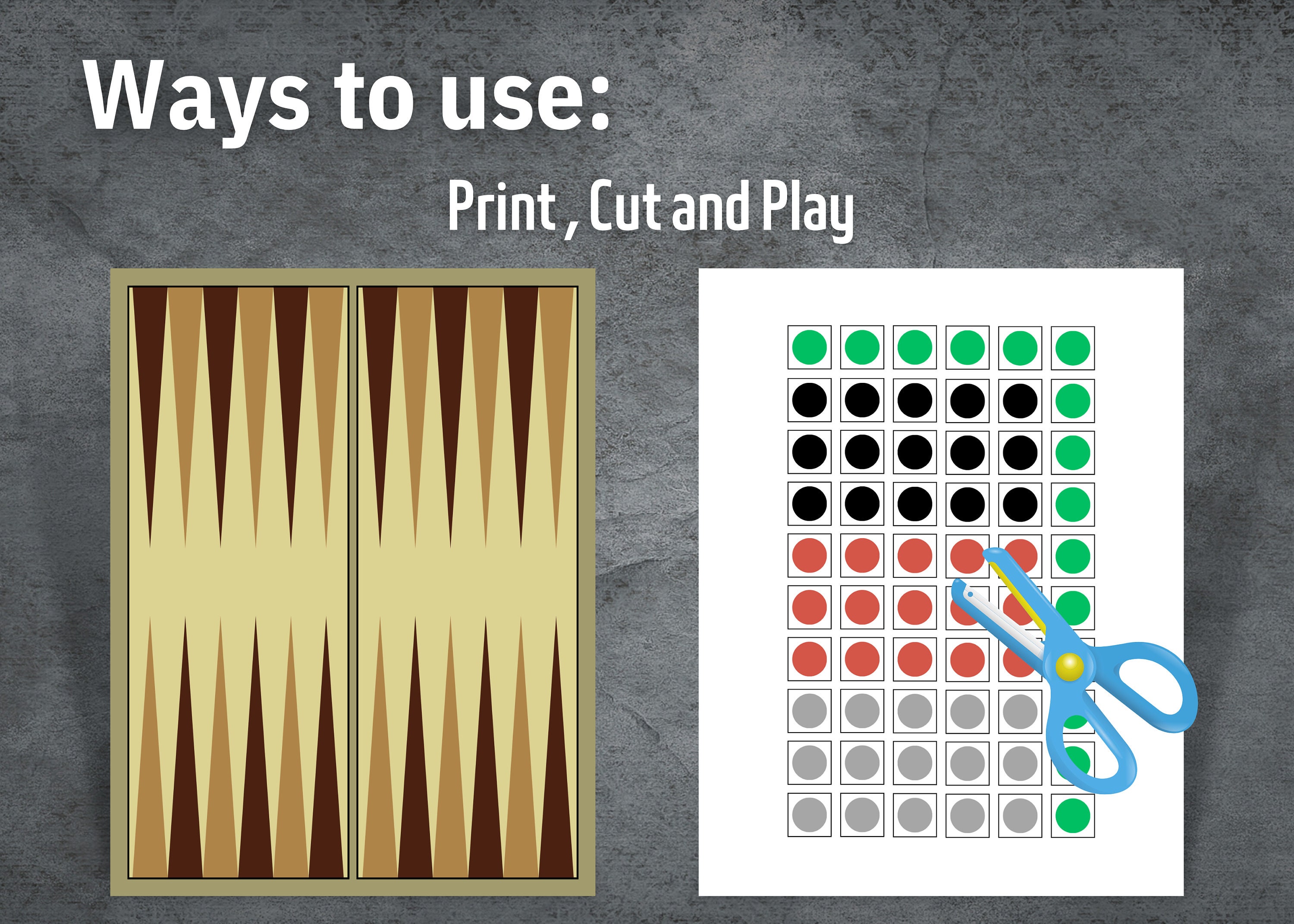 Backgammon Board Game, Printable Backgammon Game, Mini Backgammon Game ... Backgammon Board Game, Printable Backgammon Game, Mini Backgammon Game ...