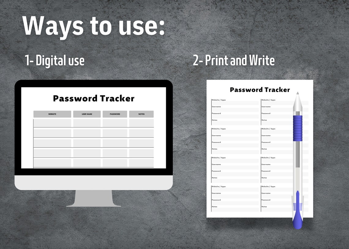Password Tracker, Password Log, Printable Password Tracker, Password ...