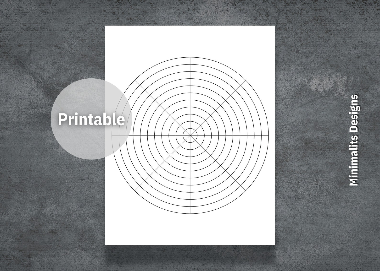 Polar Graph Paper, Printable Circular Graph Paper, Circular Grid Paper ...