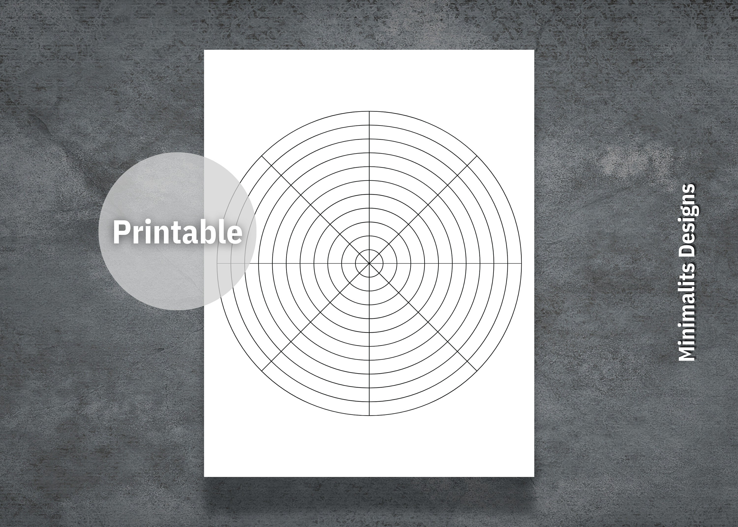 Polar Graph Paper, Printable Circular Graph Paper, Circular Grid Paper ...