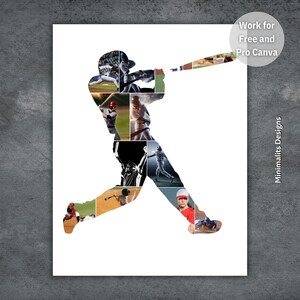 Baseball Photo Collage, Editable Canva Template, Baseball Canva Frame ...