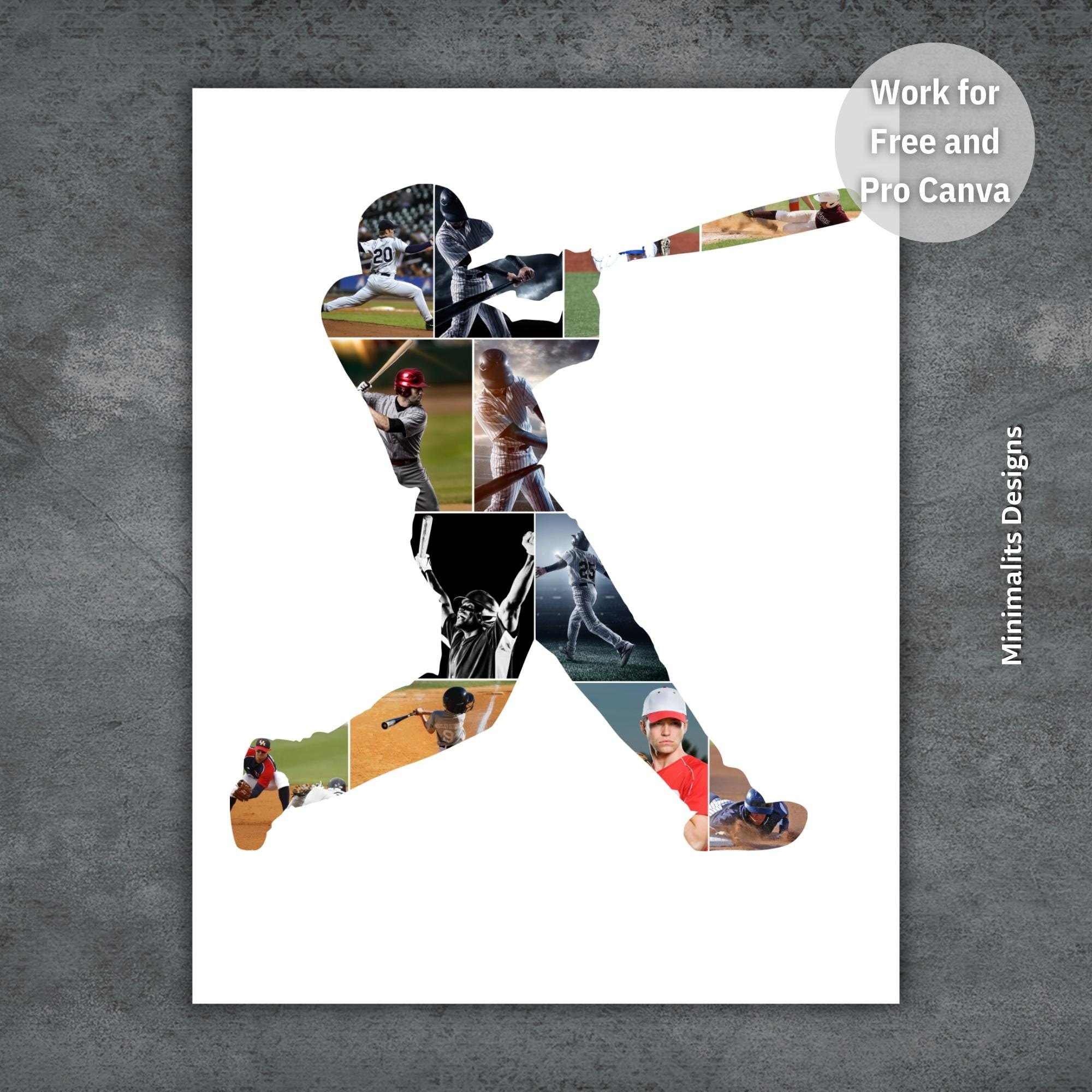 Baseball Photo Collage, Editable Canva Template, Baseball Canva Frame ...