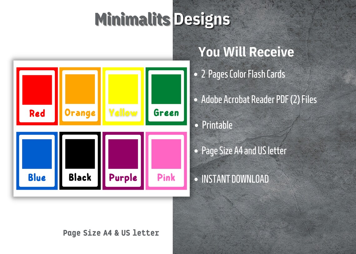 Color Flashcards, Kindergarten Flashcards, Montessori Flashcards ...