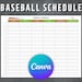Baseball Schedule Template, Printable Baseball Schedule, Editable ...