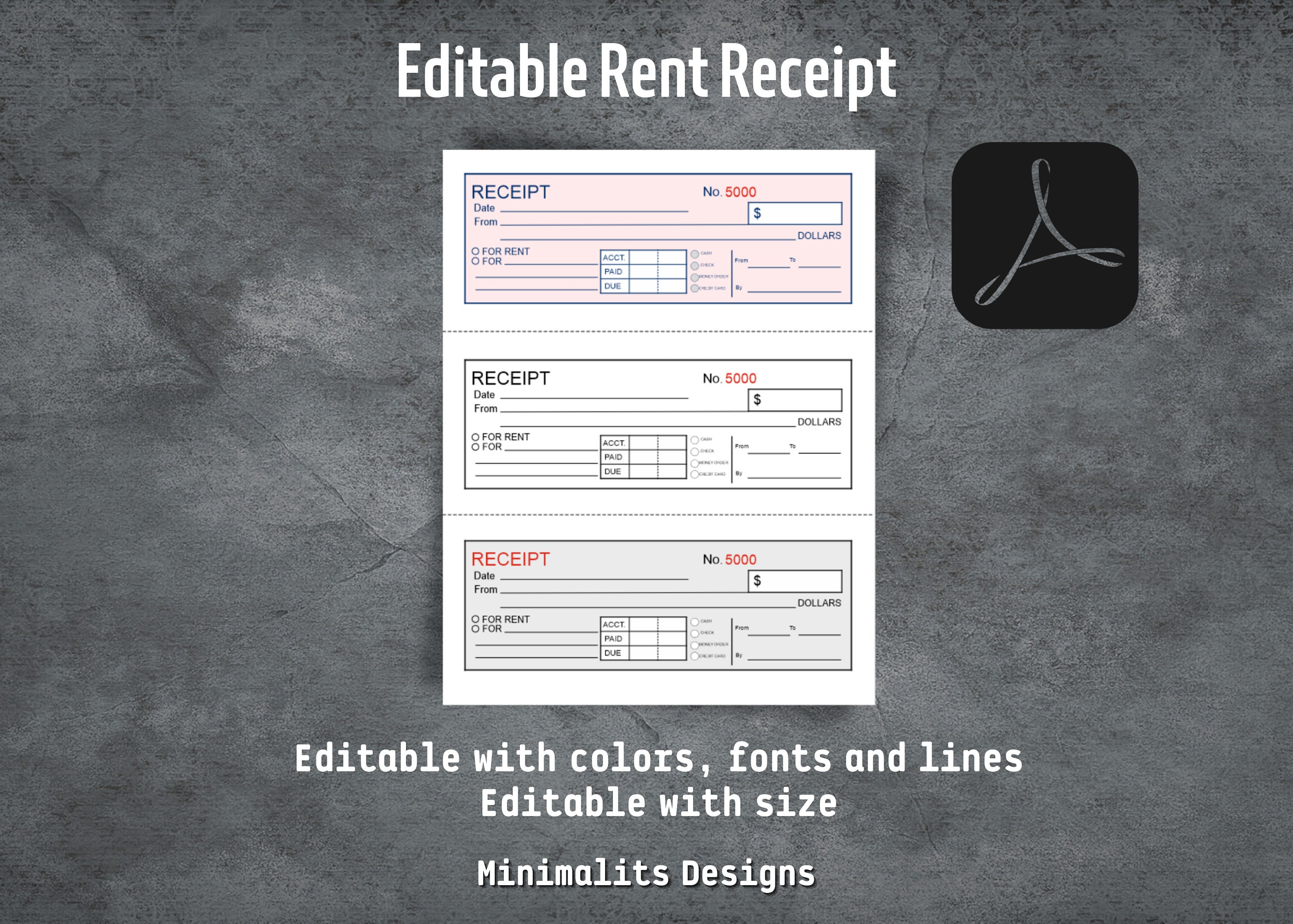 Money or Rent Receipt Printable Receipt 5000 Receipts Rent - Etsy