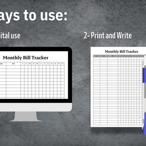 Monthly Bill Tracker, Bill Payment Tracker, Bill Due Planner, Bill Pay ...