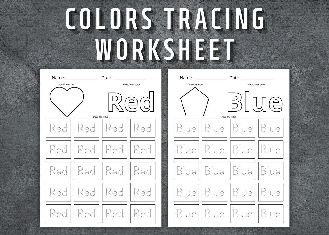 Colors Tracing Worksheet, Printable Colors Worksheets, Homeschool ...