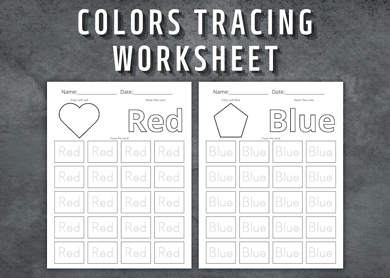 Colors Tracing Worksheet, Printable Colors Worksheets, Homeschool ...