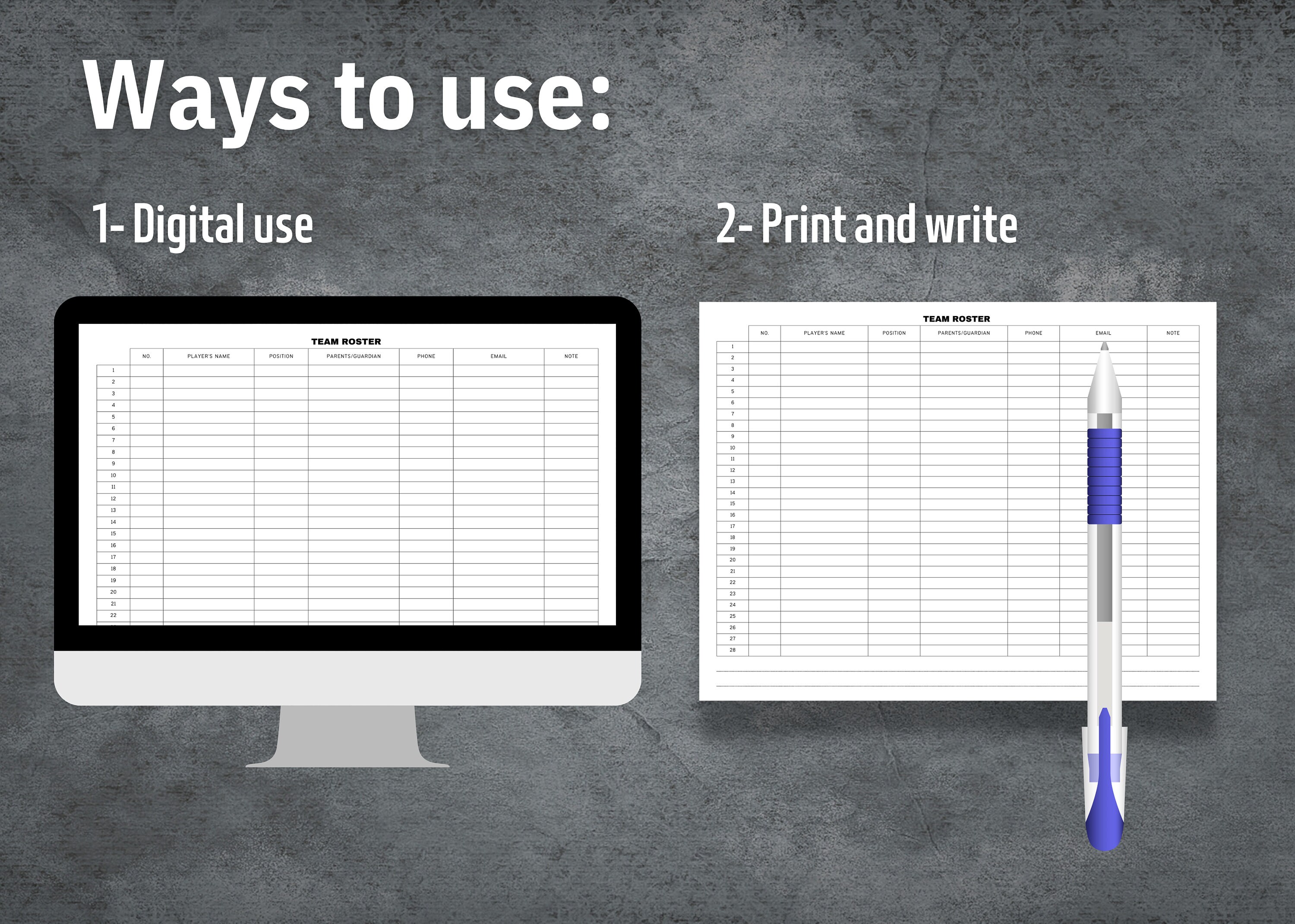 Team Roster, Soccer Team Roster, Printable Team Roster, Sport Roster ...