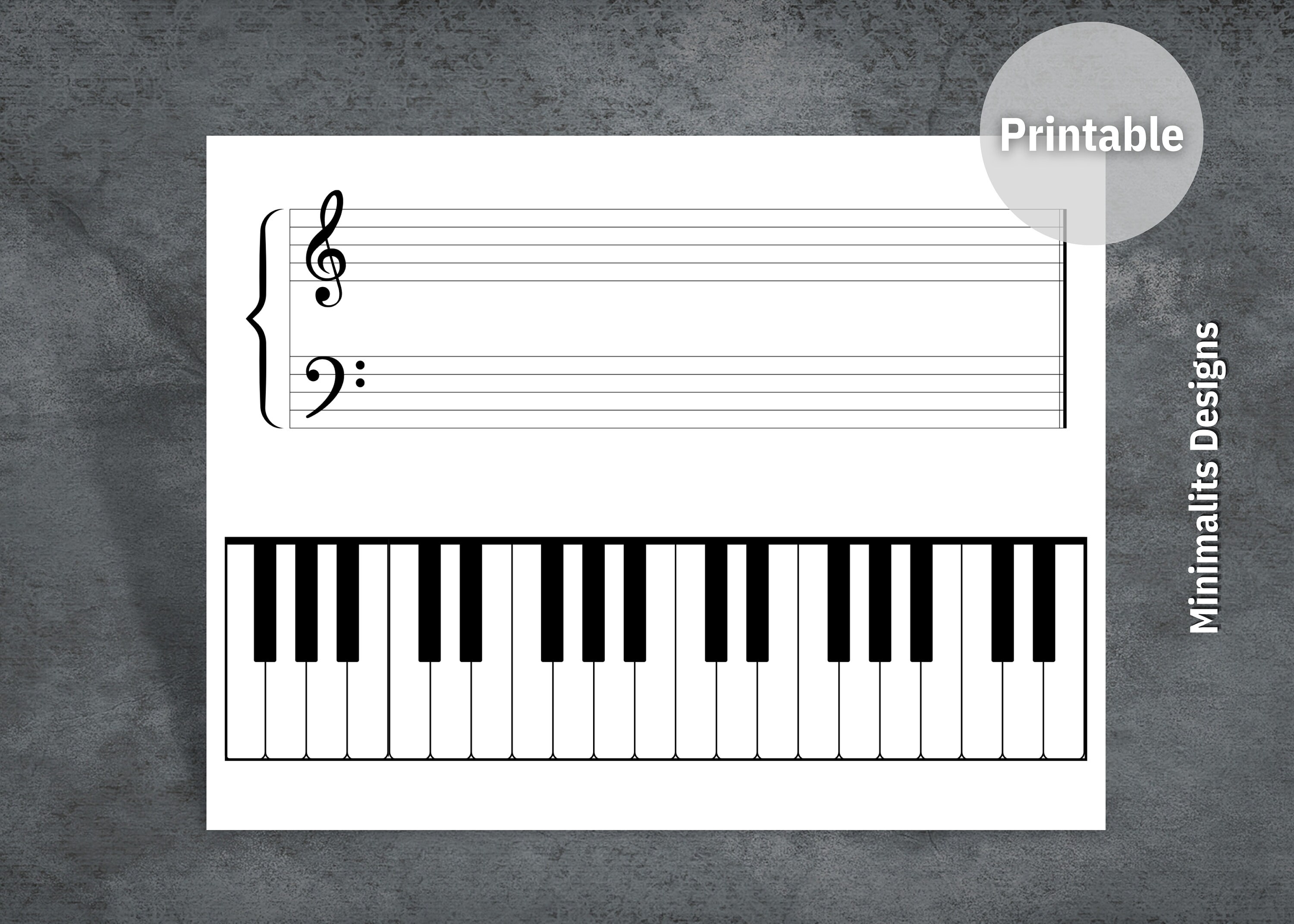 Piano and Music Staff Worksheet, Music Staff With Piano, Piano ...