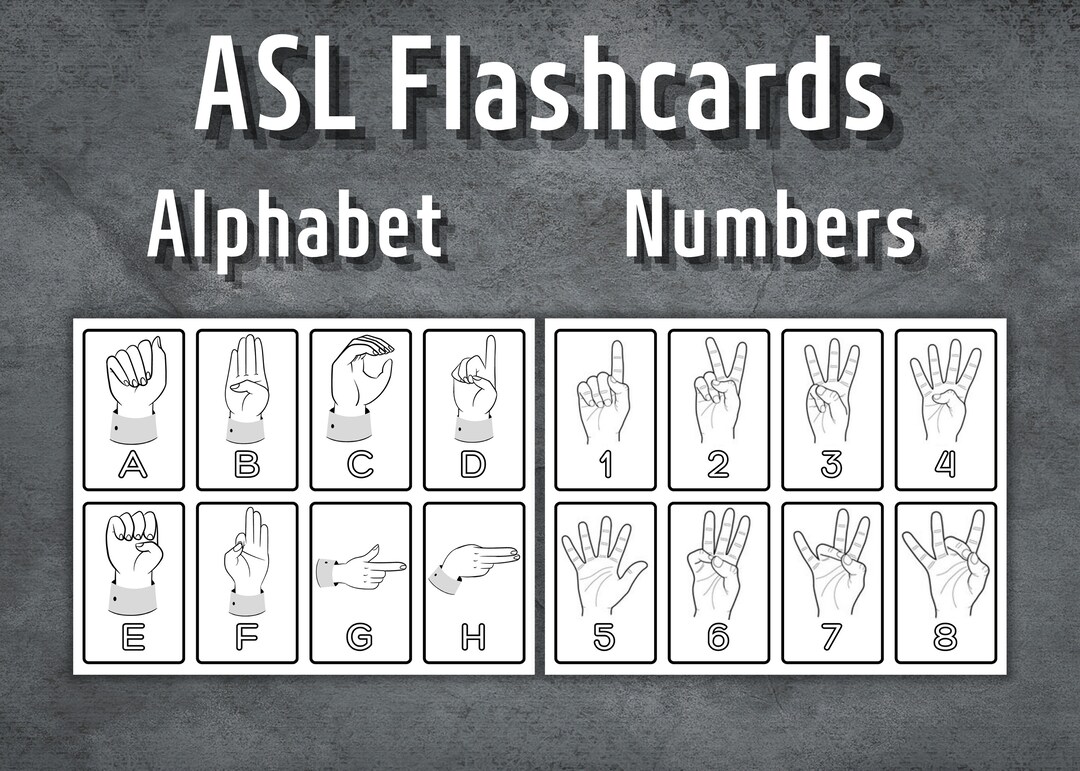 ASL Flashcards Preschool Flashcards Printable Montessori - Etsy