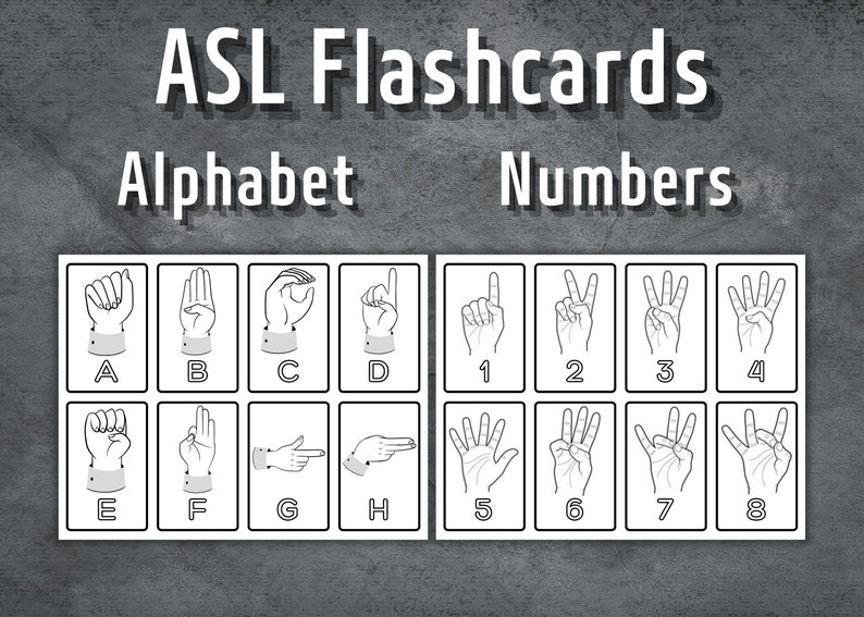 Asl Flashcards Preschool Flashcards Printable Montessori Etsy