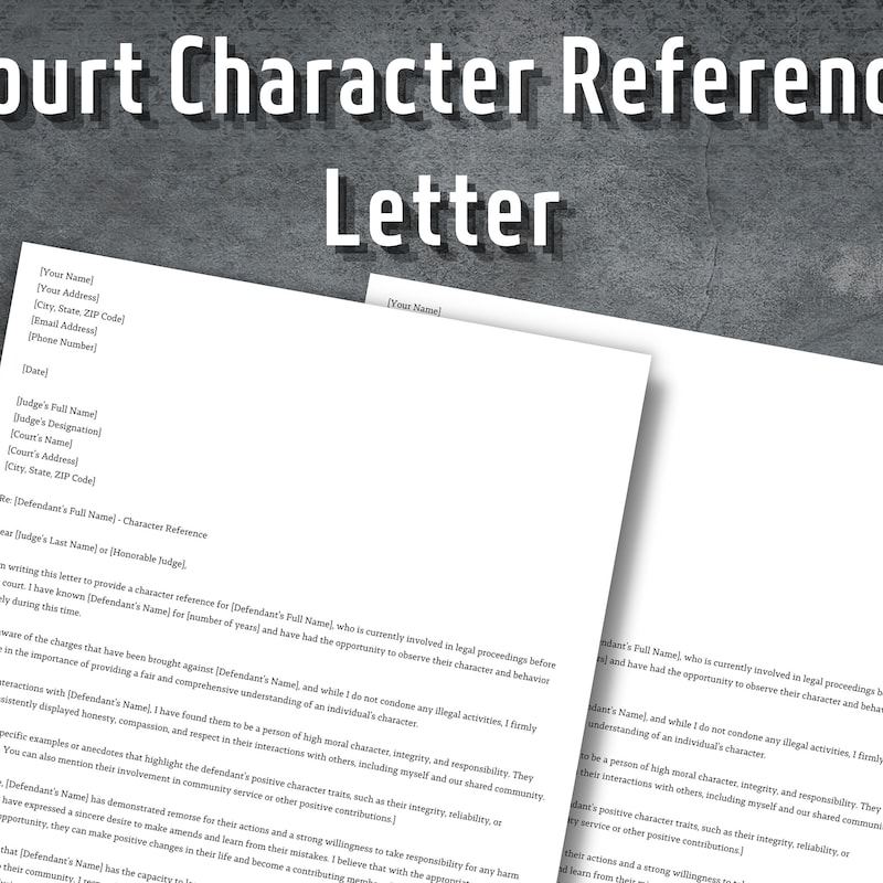 Court Character Reference Letter - Etsy