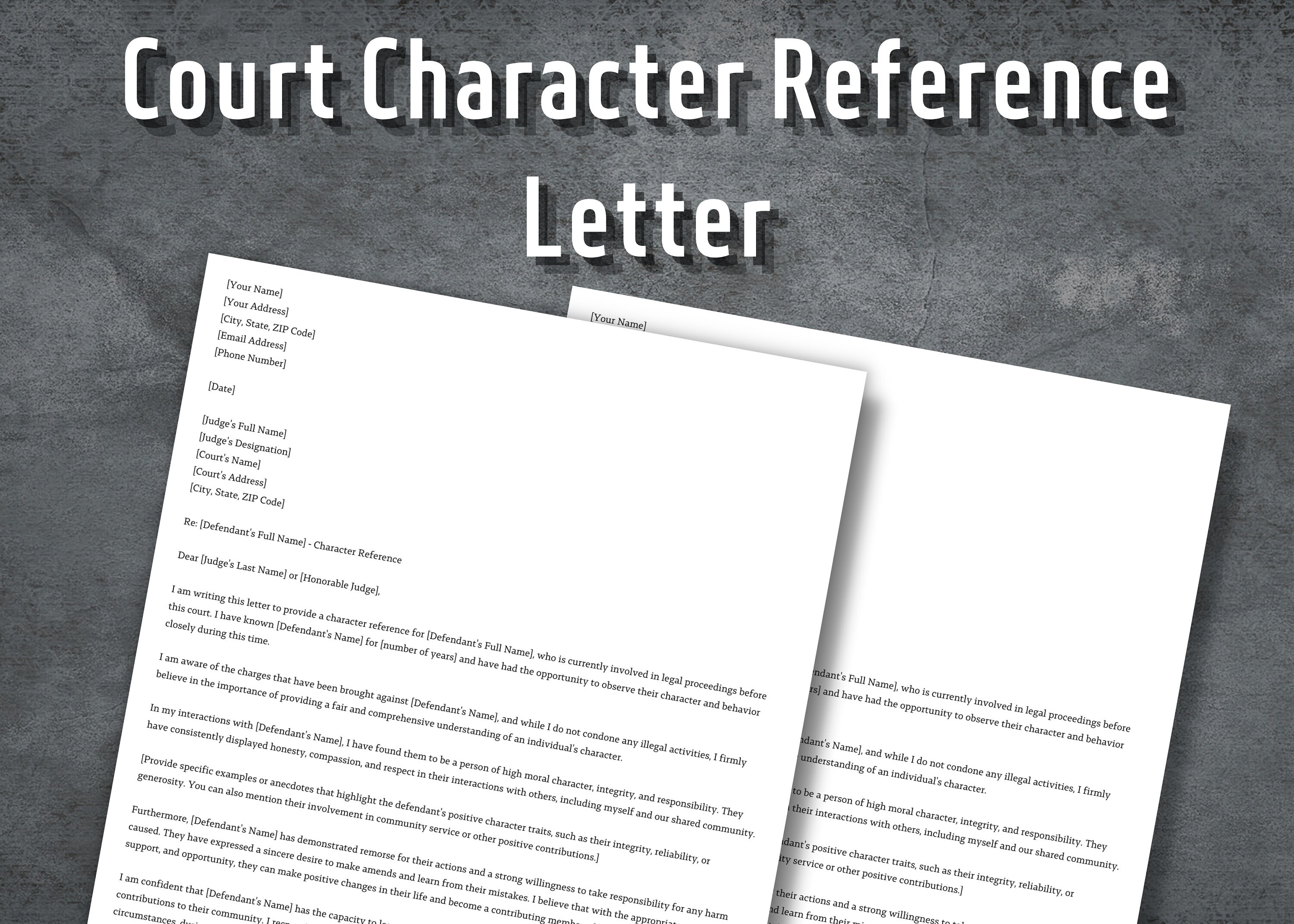 Court Character Reference Letter, Court Character Support Letter ...