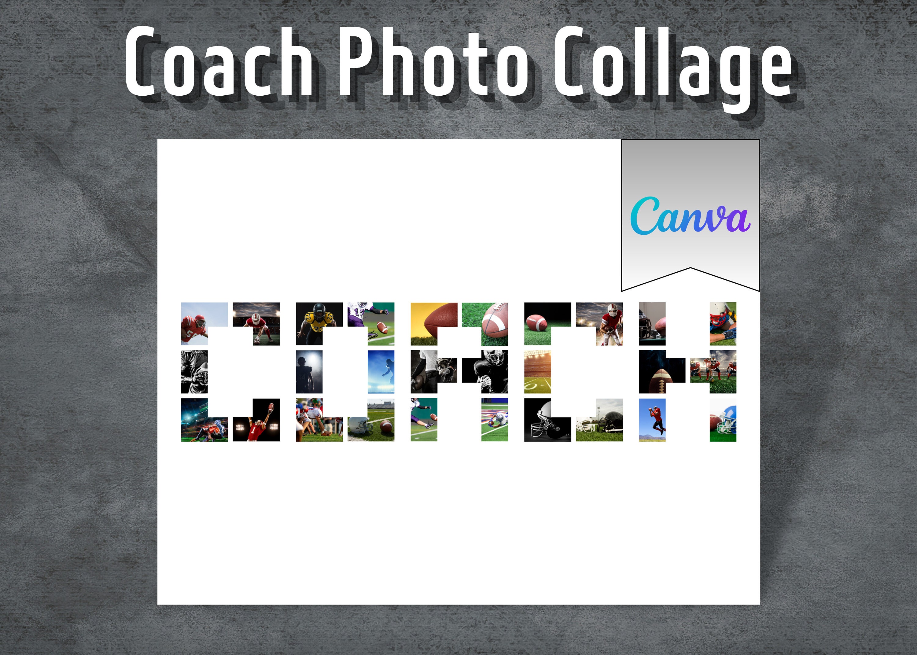 Coach Photo Collage, Editable Canva Template, Coach Canva Frame, Sport ...