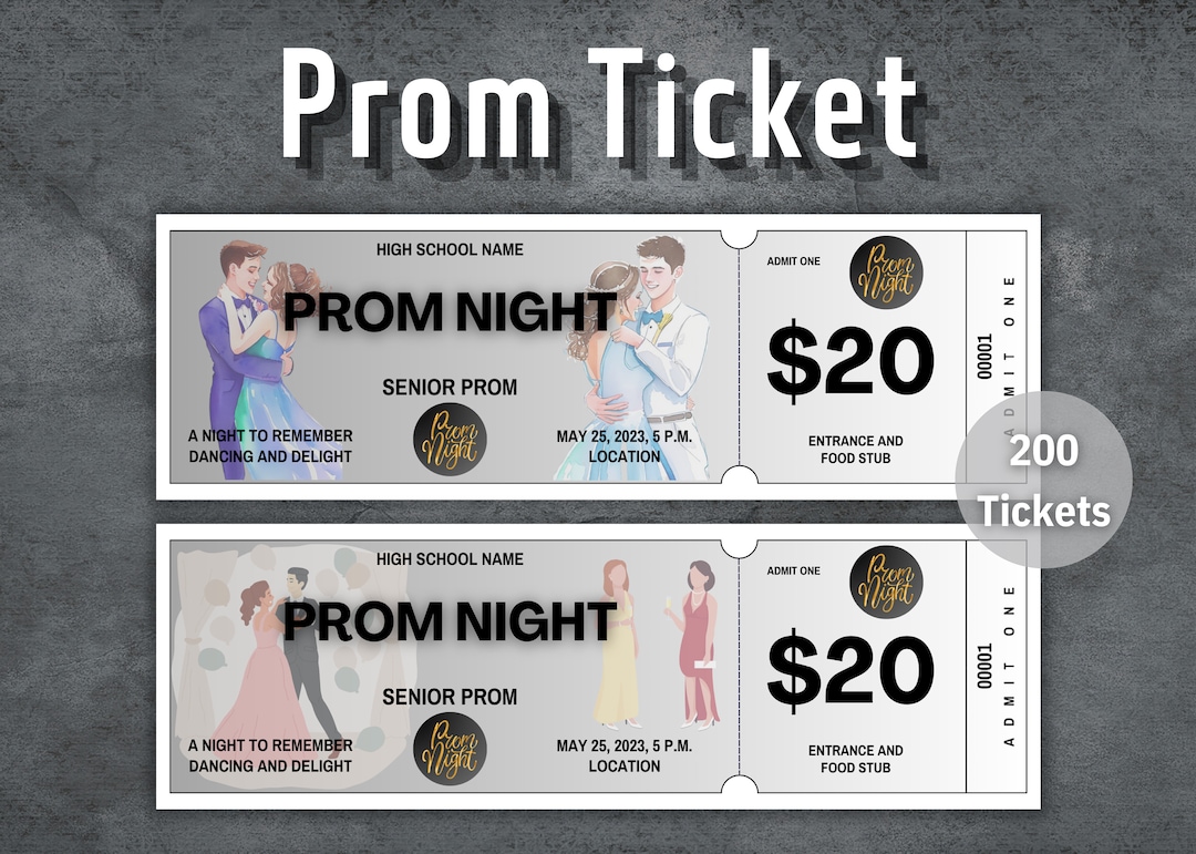 Prom Ticket, Prom Ticket Template, School Dance, the Night of Nights ...
