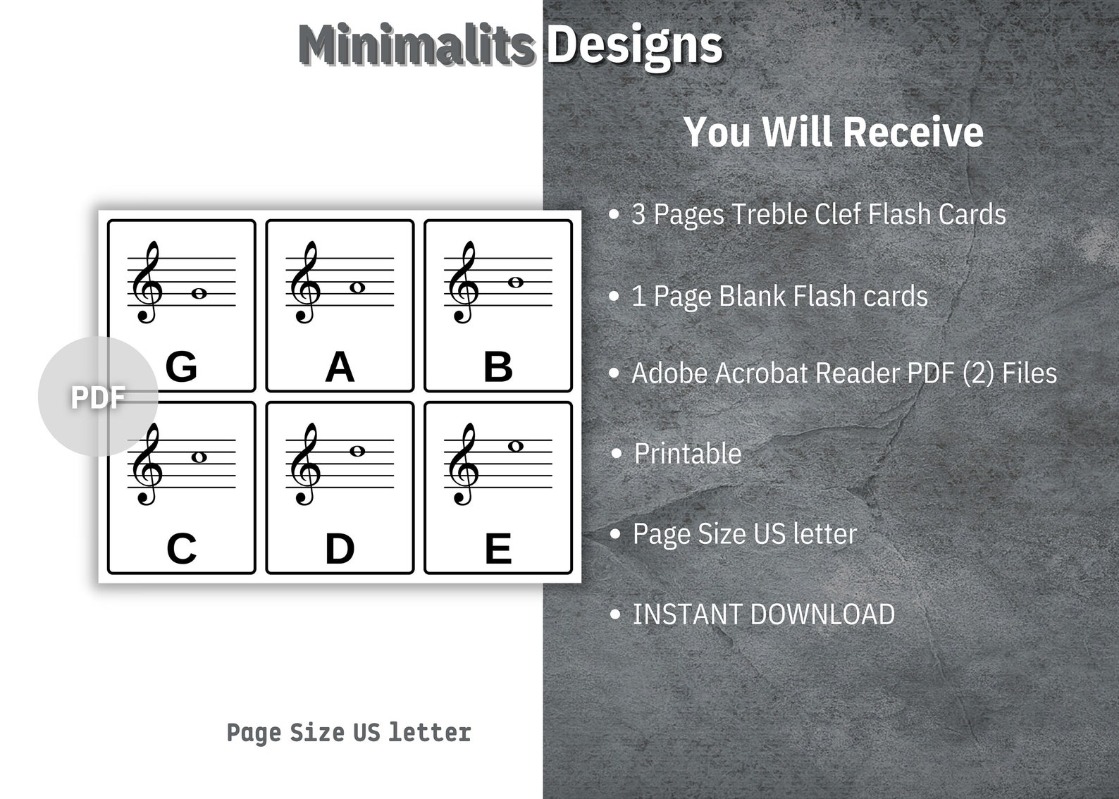 Treble Clef Flash Cards, Printable Music Note Flash Cards, Treble Clef ...