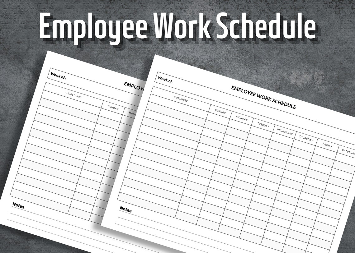 Employee Work Schedule, Editable Employee Scheduling, Employee Time ...