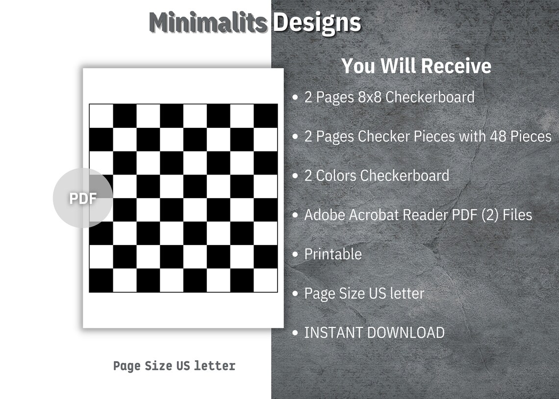 Checkers Game, Printable Checkers Game, Draught Board, Draughts Game, 8 ...