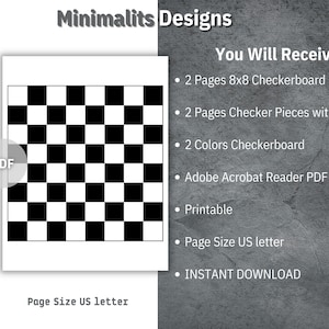 Checkers Game, Printable Checkers Game, Draught Board, Draughts Game, 8 ...