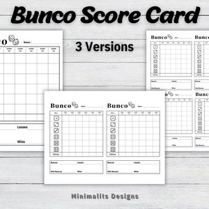 Bunco Score Card, Bunco Score Pad, Dice Game Card, Bunco Game, Bunco ...
