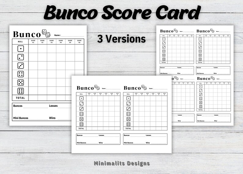 Bunco Score Card, Bunco Score Pad, Dice Game Card, Bunco Game, Bunco ...