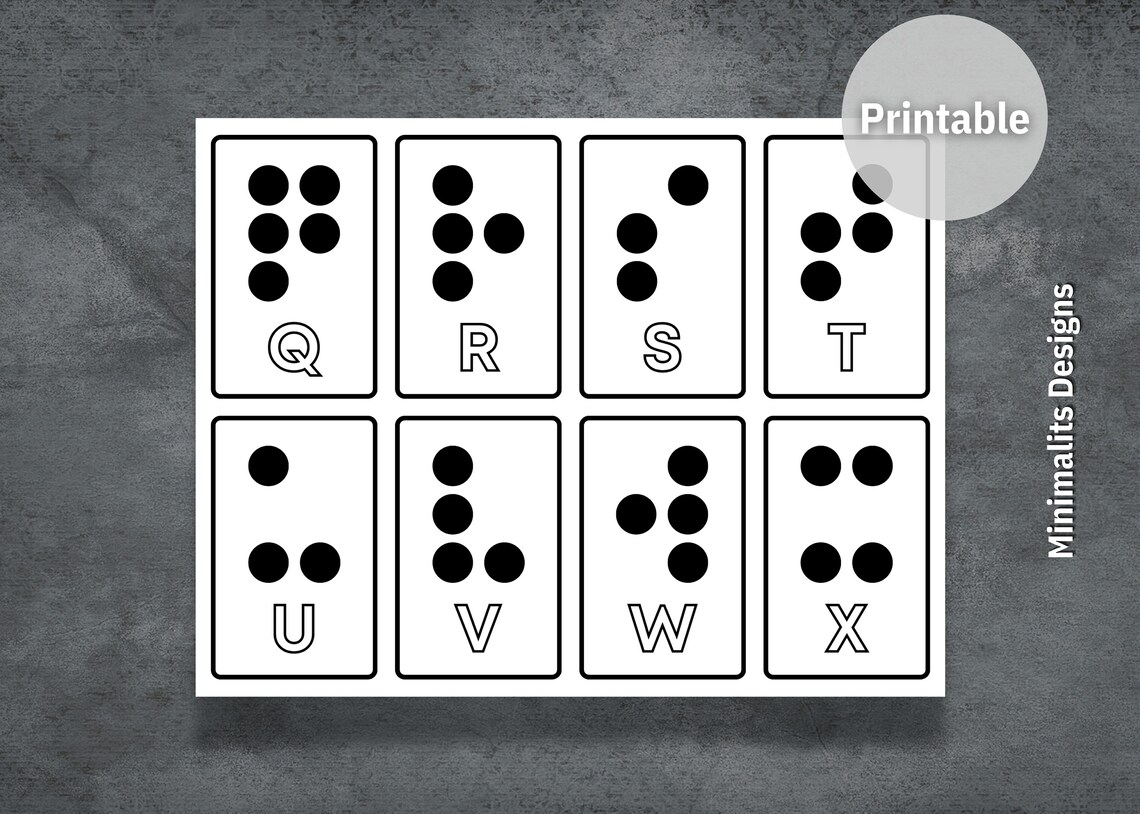Braille Alphabet Flashcards, Preschool Flashcards, Printable Montessori ...