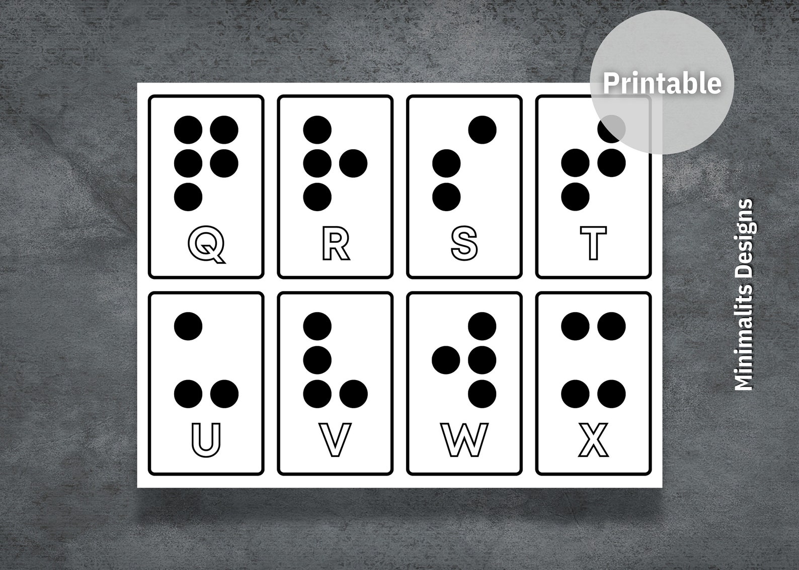 Braille Alphabet Flashcards, Preschool Flashcards, Printable Montessori ...