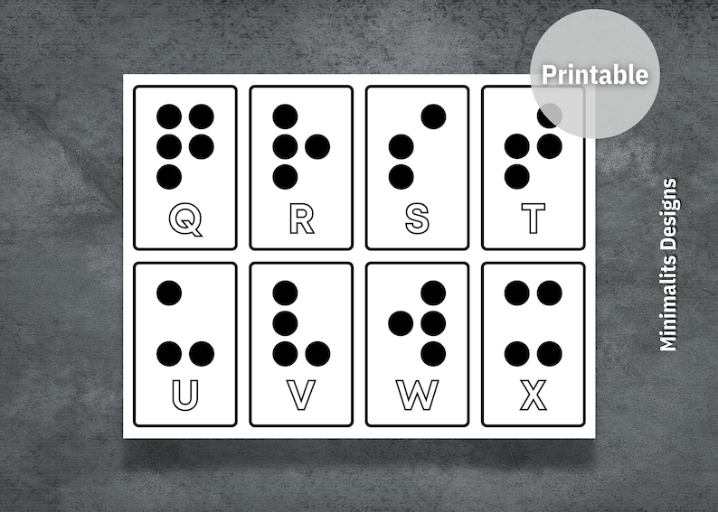 Braille Alphabet Flashcards, Preschool Flashcards, Printable Montessori ...